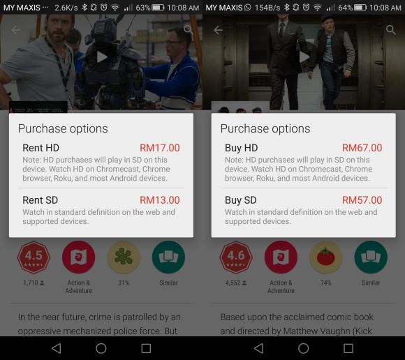 You can now rent or buy movies on the Malaysian Google Play Store ...