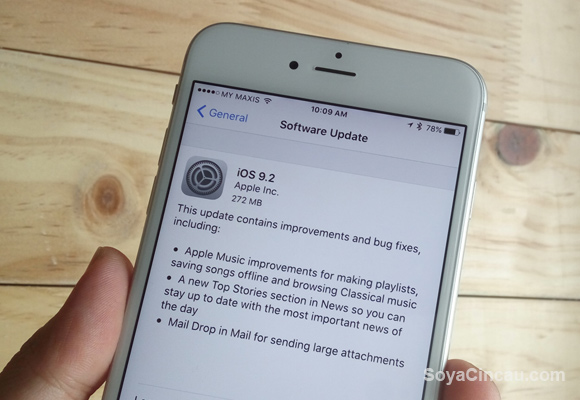 Apple rolls out iOS 9.2 and watchOS 2.1 update - SoyaCincau