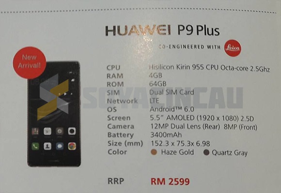 Huawei P9 Plus Malaysian price revealed - SoyaCincau