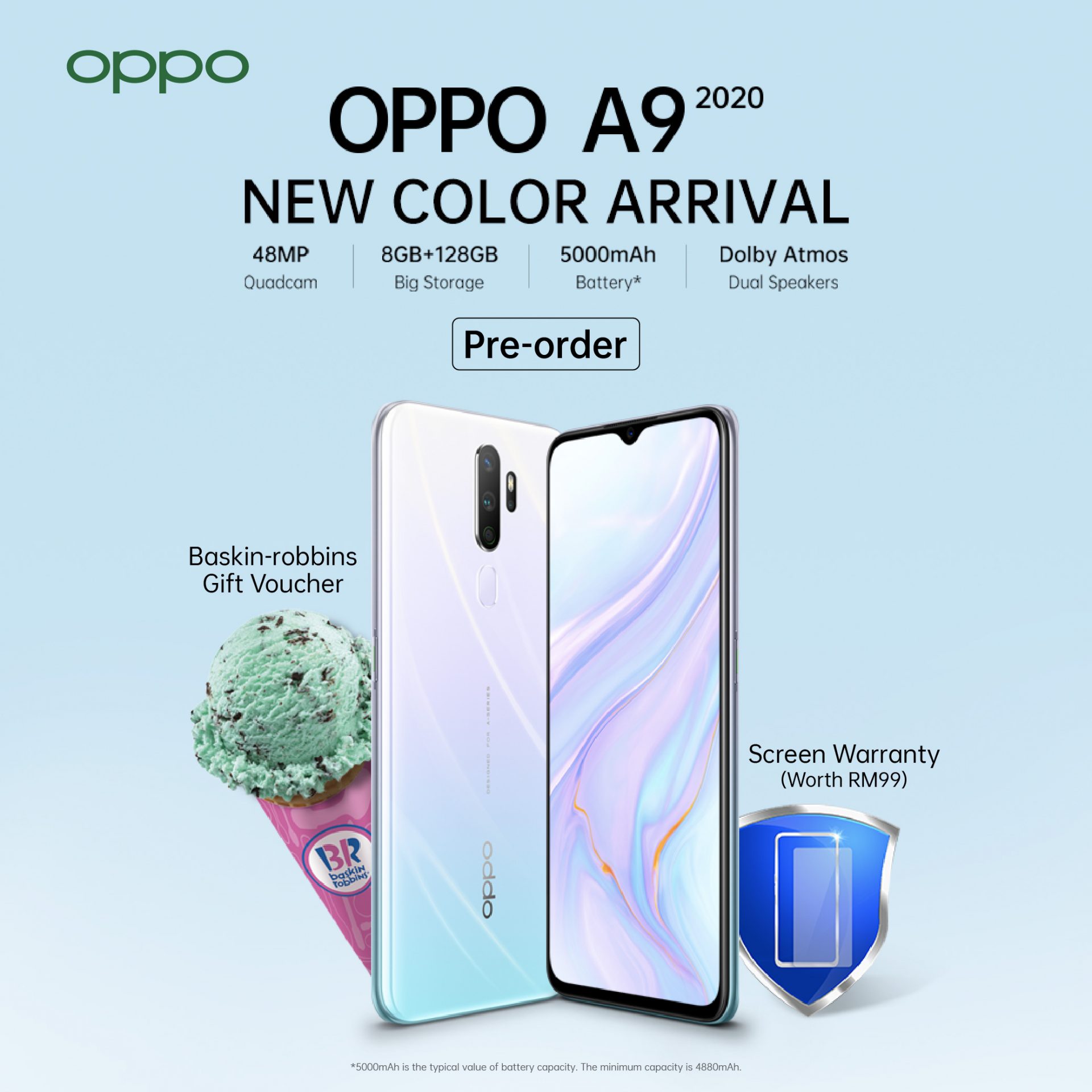 Oppo A9 2020 comes in a new colour with free Baskin-Robbins - SoyaCincau