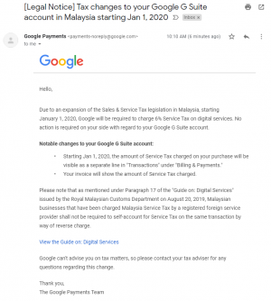 Google to impose 6% digital tax for Malaysian users from 1st Jan 2020 ...