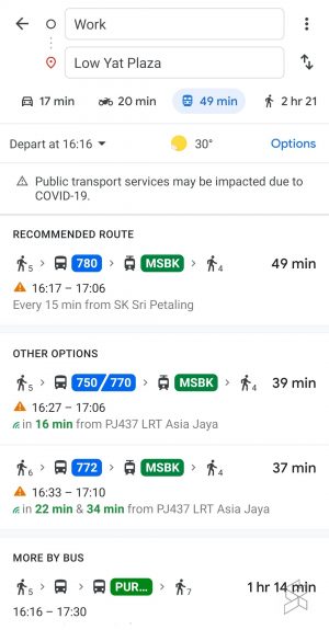Google Maps can help you check real-time locations of Rapid KL buses ...