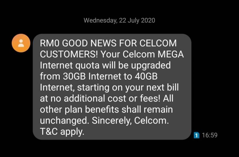 Celcom offers free quota upgrade for postpaid customers - SoyaCincau