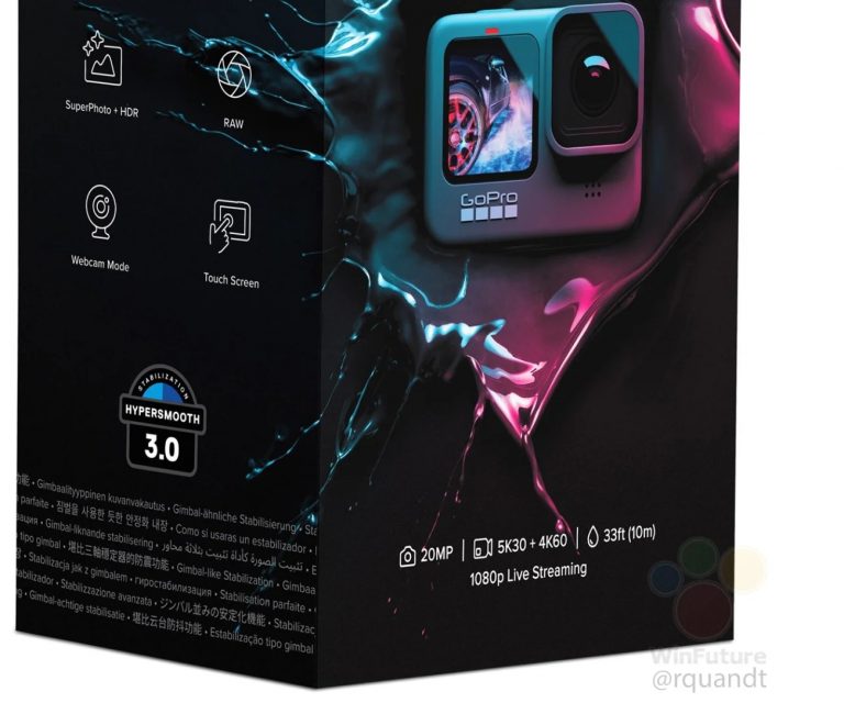Leaked GoPro Hero 9 Black box reveals 5K support and HyperSmooth 3.0 - SoyaCincau