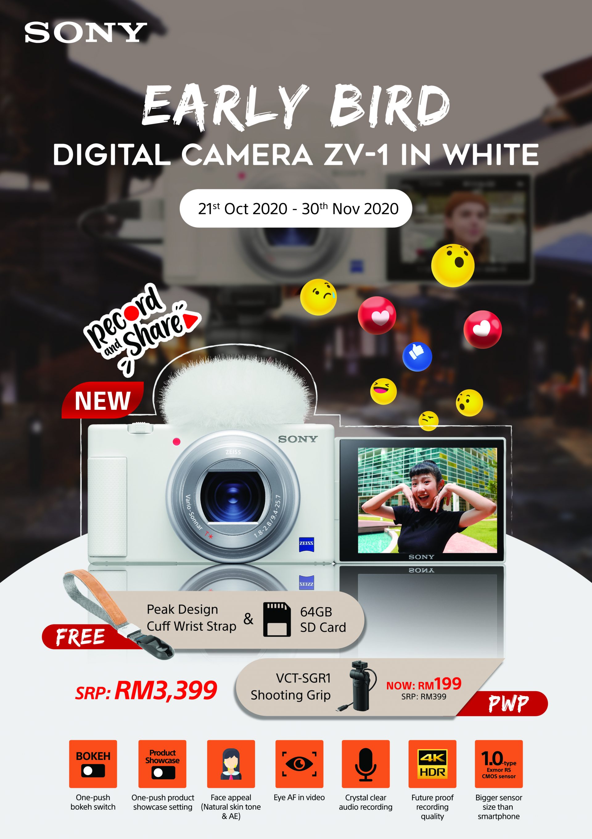 Sony ZV-1 vlogging digital camera now comes in white, priced at RM3,399 ...