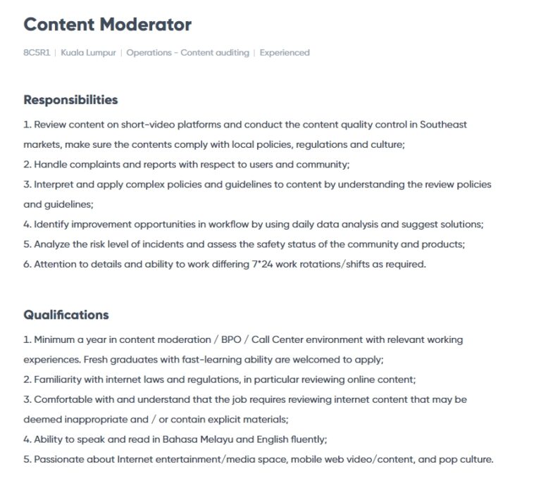 ByteDance is looking for TikTok content moderators in Malaysia - SoyaCincau