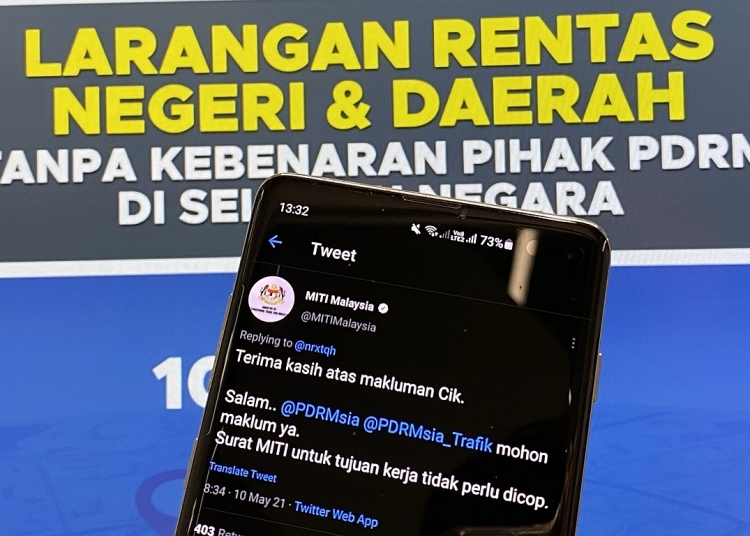 Interdistrict travel SOP: MITI informs PDRM via Twitter that police ...