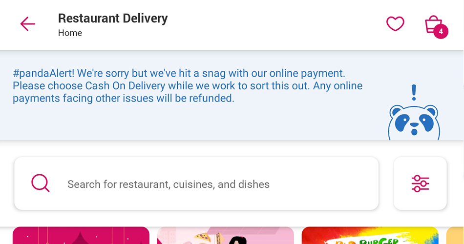 Foodpanda experiencing technical issues, currently unavailable for ...