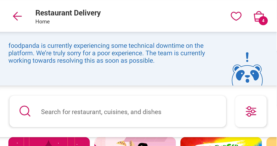 Foodpanda experiencing technical issues, currently unavailable for ...