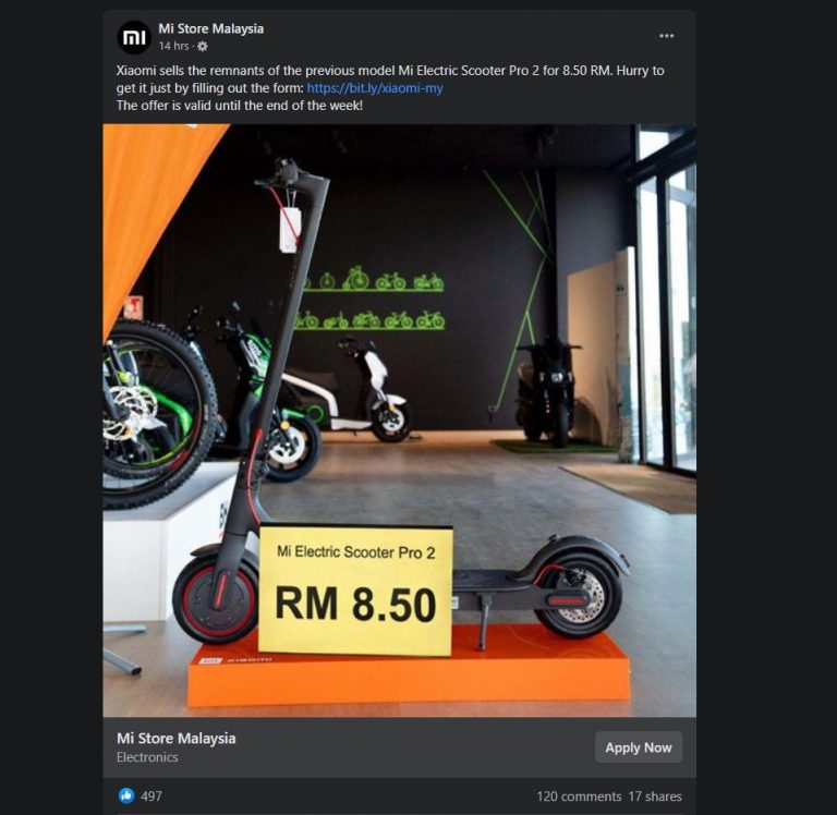 PSA: Beware of fake Mi Store on Facebook selling scooters for RM8.50 ...