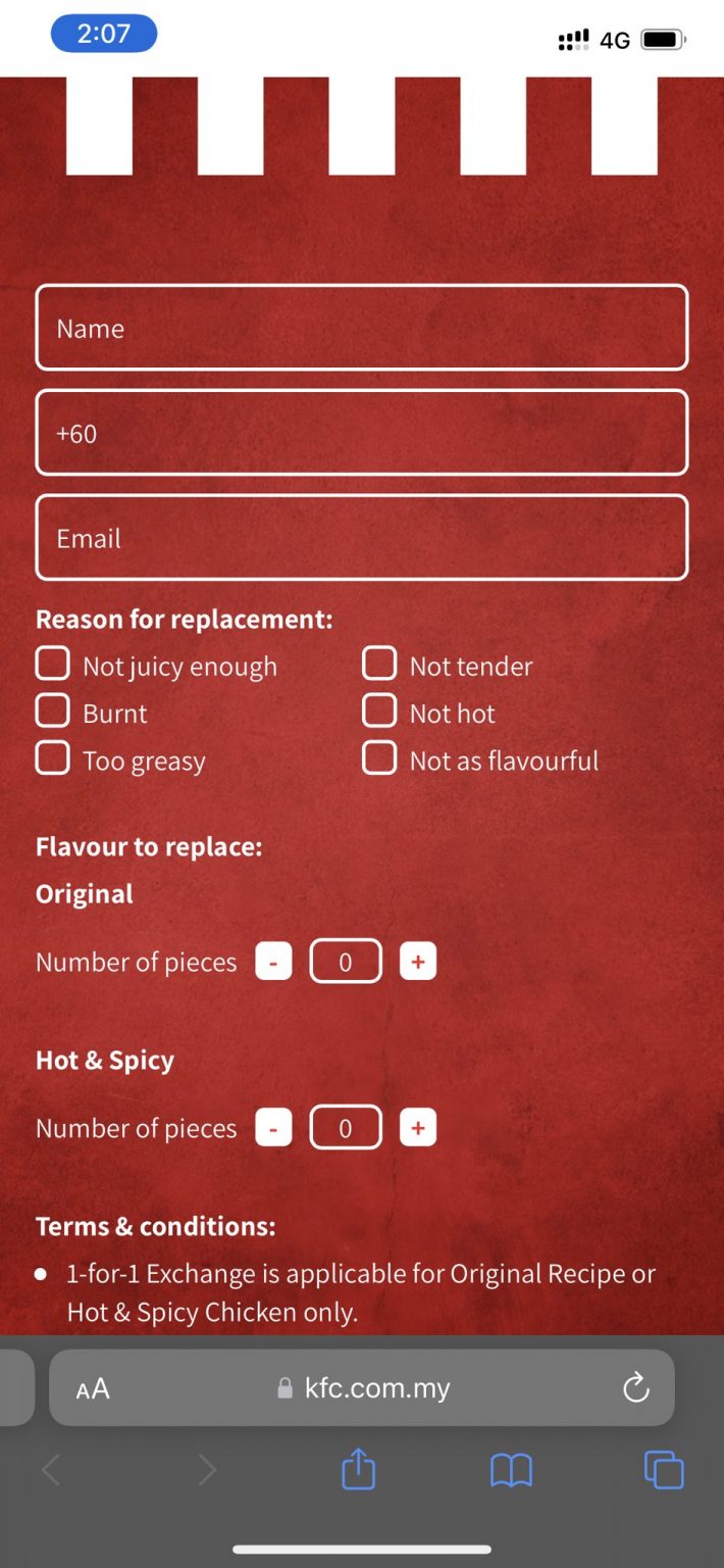 You can replace unsatisfying KFC chicken with a QR code. Just don't try ...