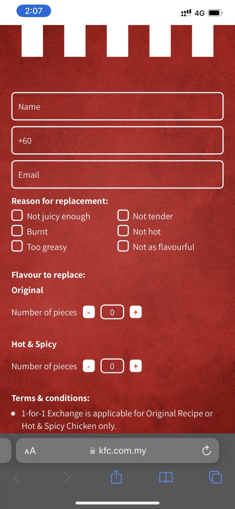 You can replace unsatisfying KFC chicken with a QR code. Just don't try ...