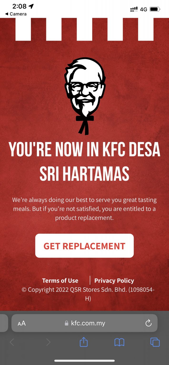 You can replace unsatisfying KFC chicken with a QR code. Just don't try ...