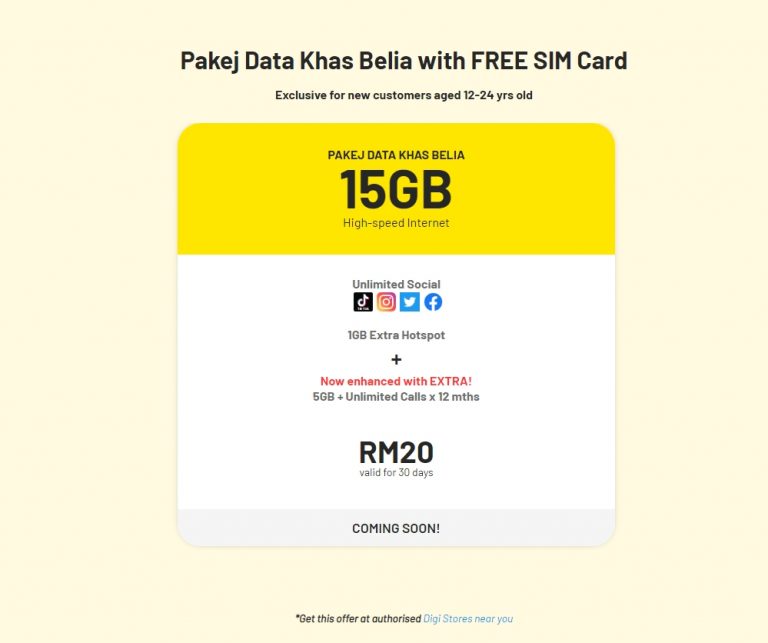 Digi Prepaid Next 20 offers 15GB high-speed data and unlimited social ...