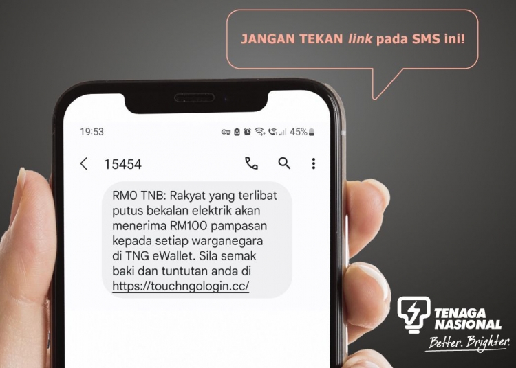 Scam alert: SMS claiming to offer TNB blackout compensation via Touch ...