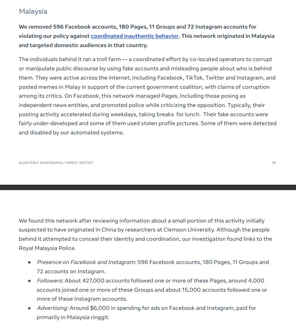 PDRM denies Meta's accusation that busted pro-govt troll farm is linked ...