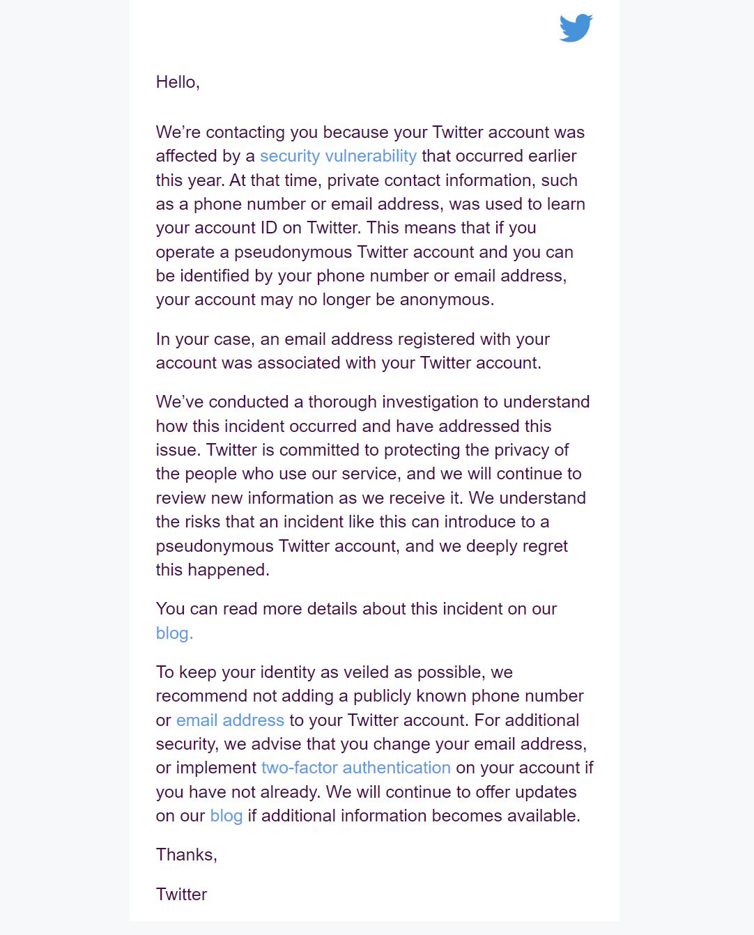Twitter informs users of data breach which can expose identity of ...