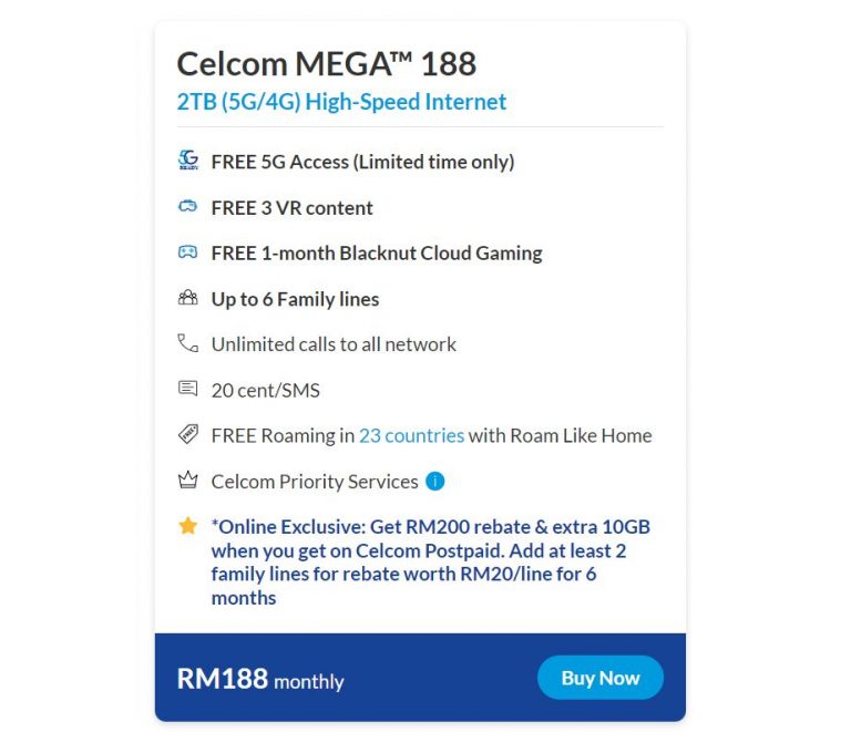 Celcom Mega 188 Lightning Postpaid users can now enjoy 2TB of 5G data ...