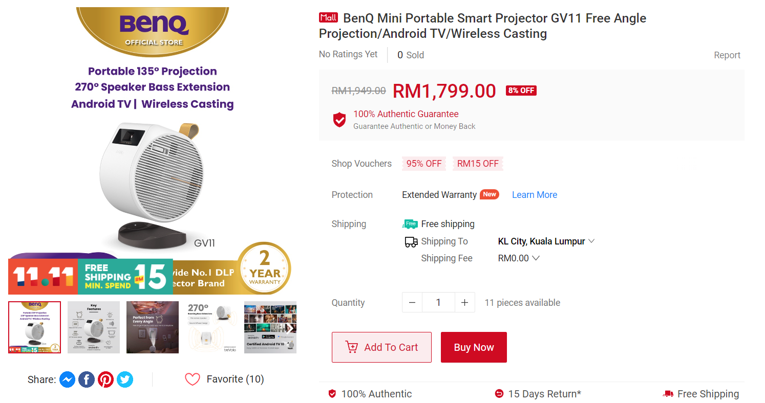 The BenQ GV11 is an Android TV mini projector available now for RM1,799 - SoyaCincau