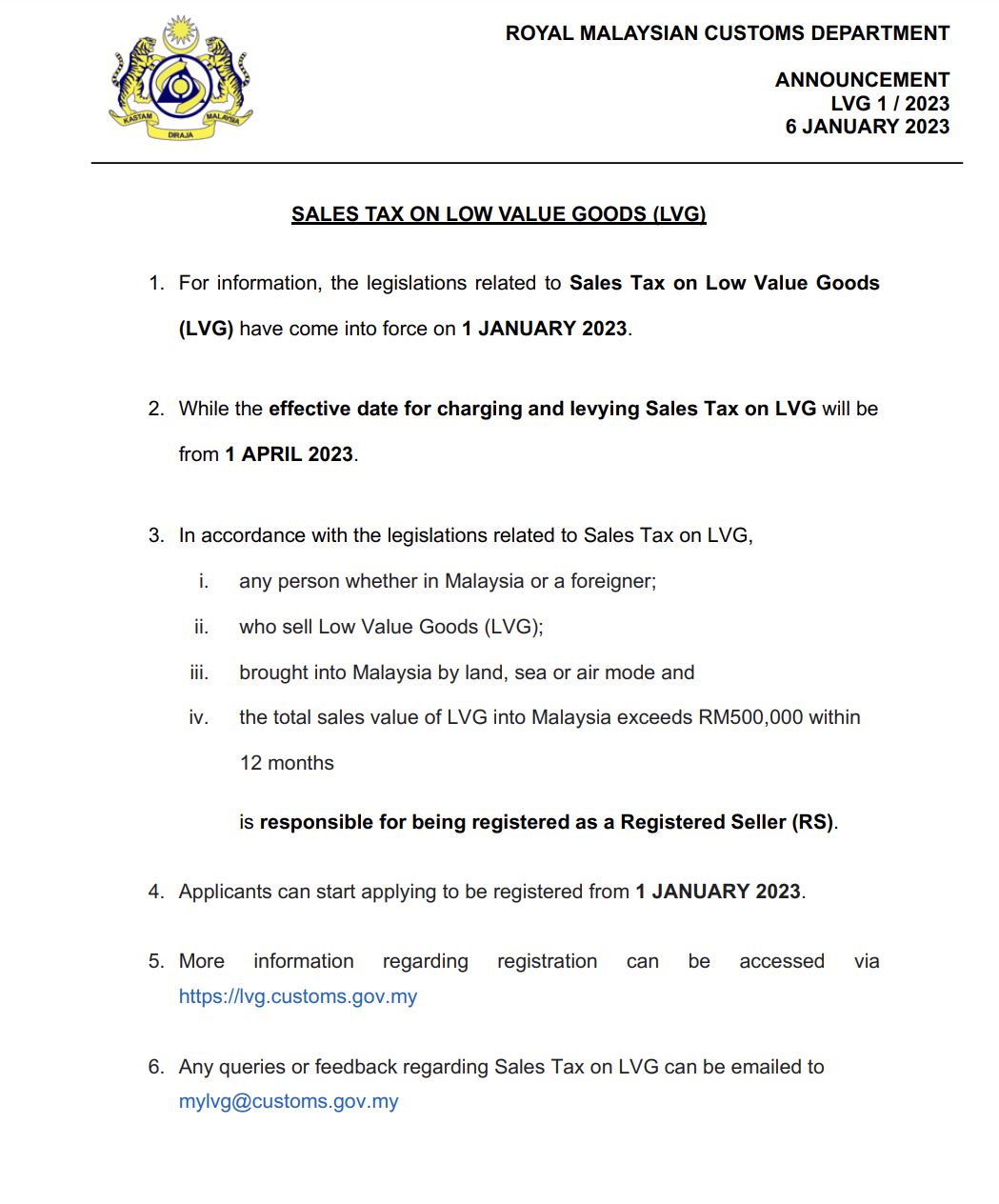 Low value goods tax 1st Apr 2023