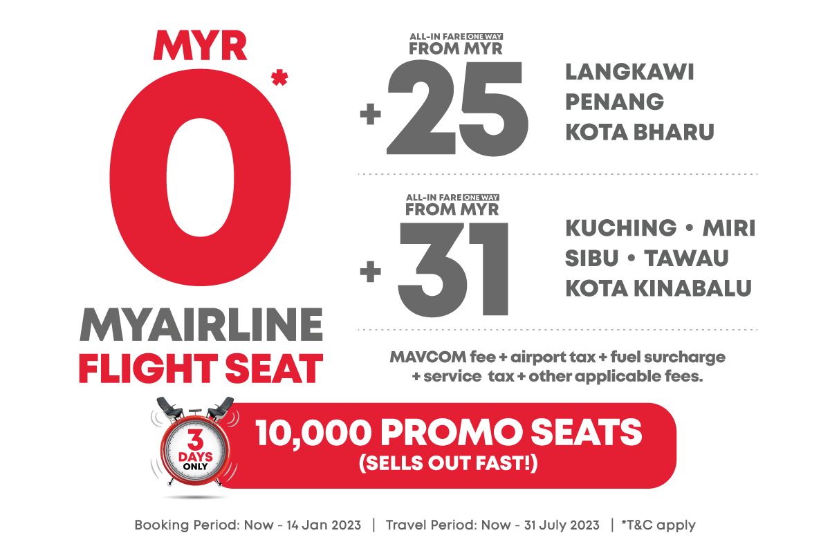 MYAirline offers 10,000 free flight seats for a limited time - SoyaCincau