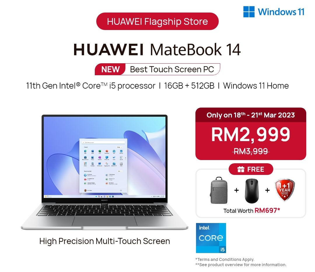Deal: Huawei MateBook 14 with 2K touch screen, Core i5 processor, 512GB ...