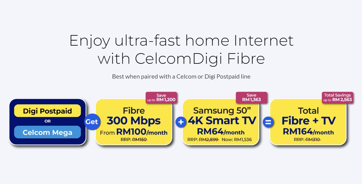 CelcomDigi offers postpaid users 300Mbps fibre and 50" 4K TV for RM164 ...