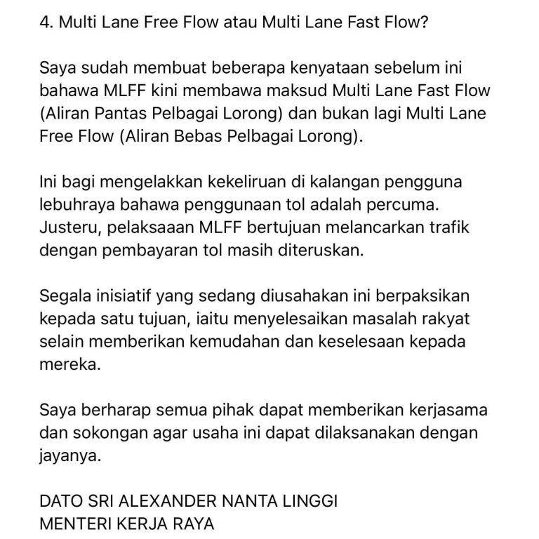 Works Minister says MLFF is now known as Multi-Lane-FAST-Flow and here ...