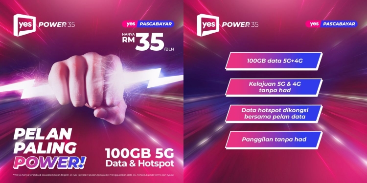 Yes Power 35: 100GB 5G data and hotspot with uncapped speeds for RM35/month - SoyaCincau
