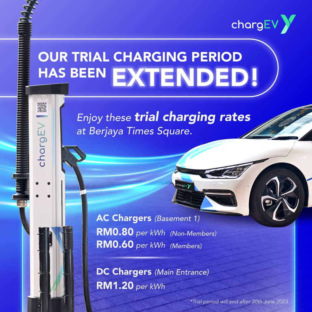 ChargEV extends RM1.20 per kWh promo rates for Berjaya Times Square DC ...