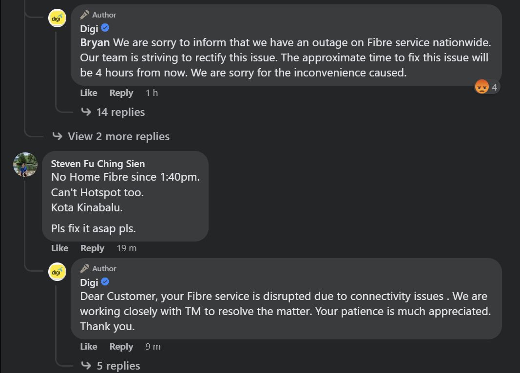 [UPDATE] CelcomDigi fibre broadband faces service outage nationwide ...