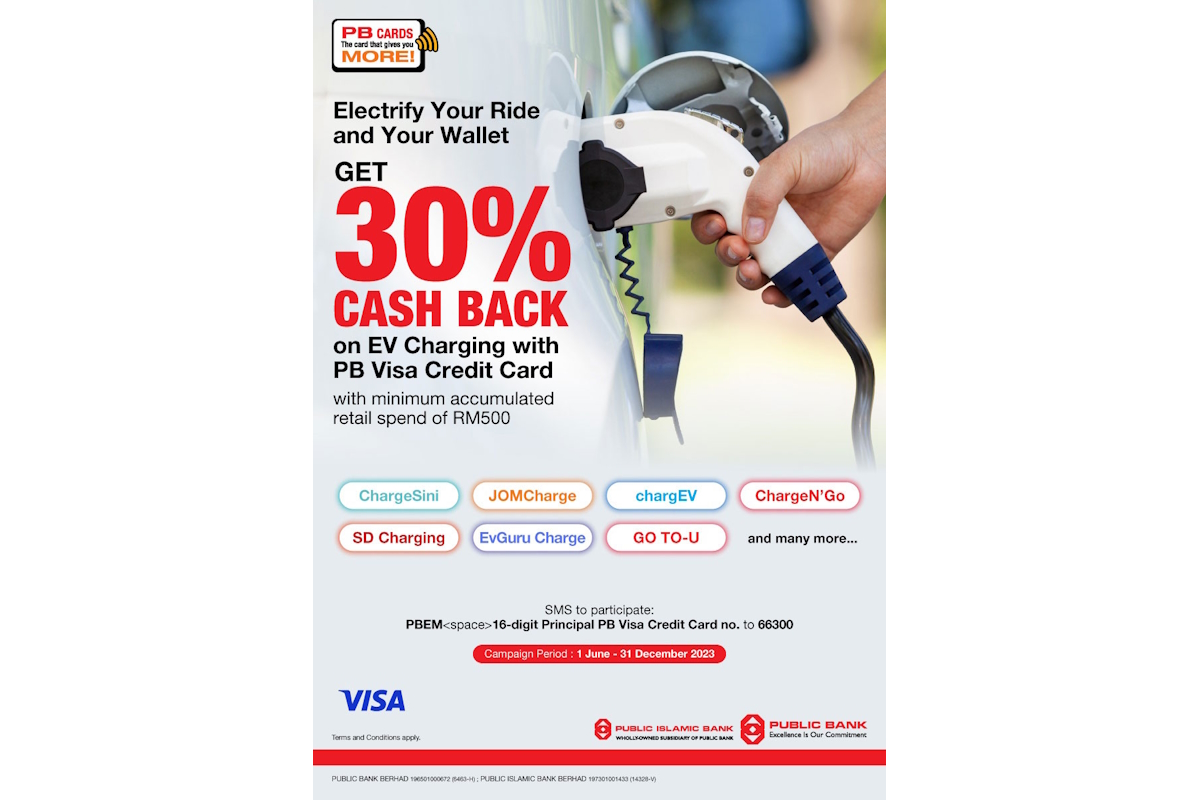 Public Bank Visa Credit Card offers 30% cash back for EV charging ...