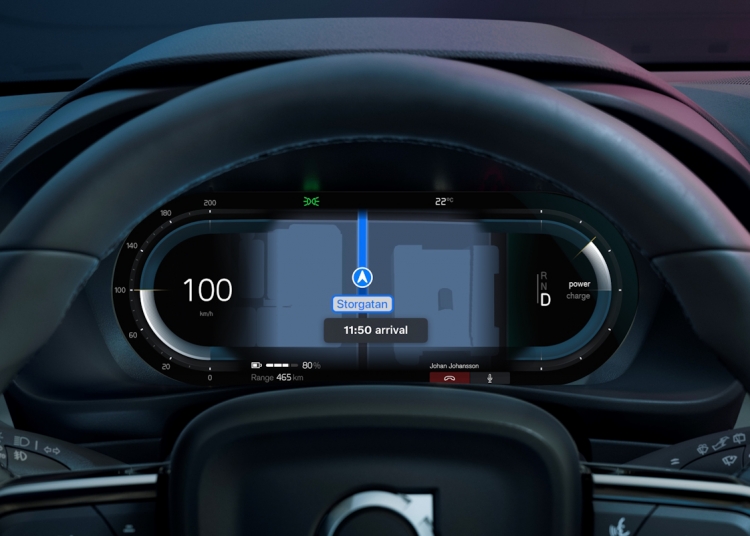 Volvo XC40 and C40 Recharge EVs can now display Apple CarPlay navigation maps on the instrument ...