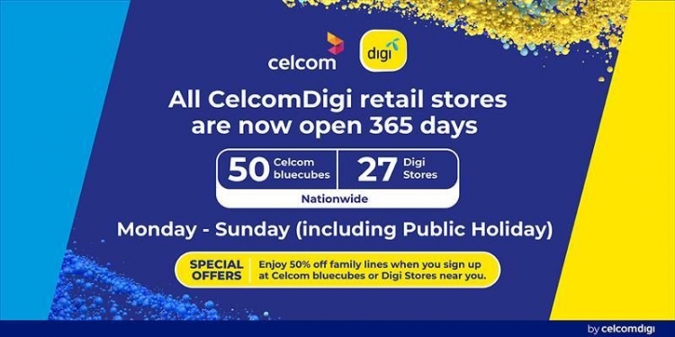 CelcomDigi: All retail stores are now open daily including public ...