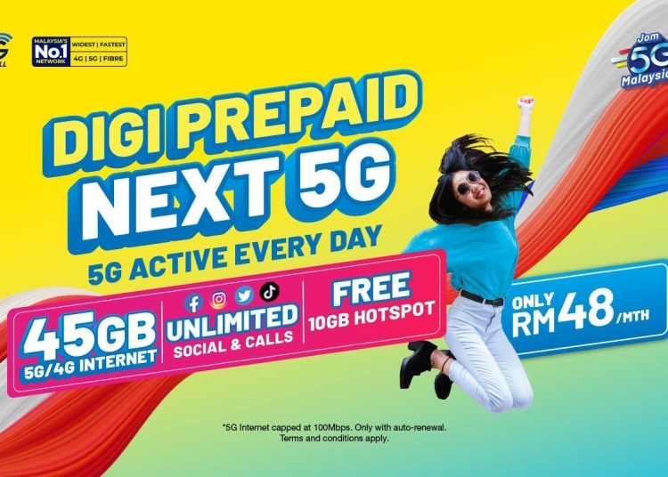 Digi Prepaid Next 5G: 45GB 5G data, unlimited calls and 10GB hotspot ...