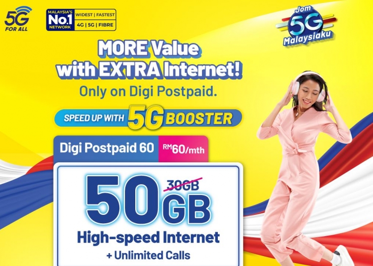 Digi Postpaid 60 now offers 80GB 4G data or 50GB data with 5G access for only RM60/month ...