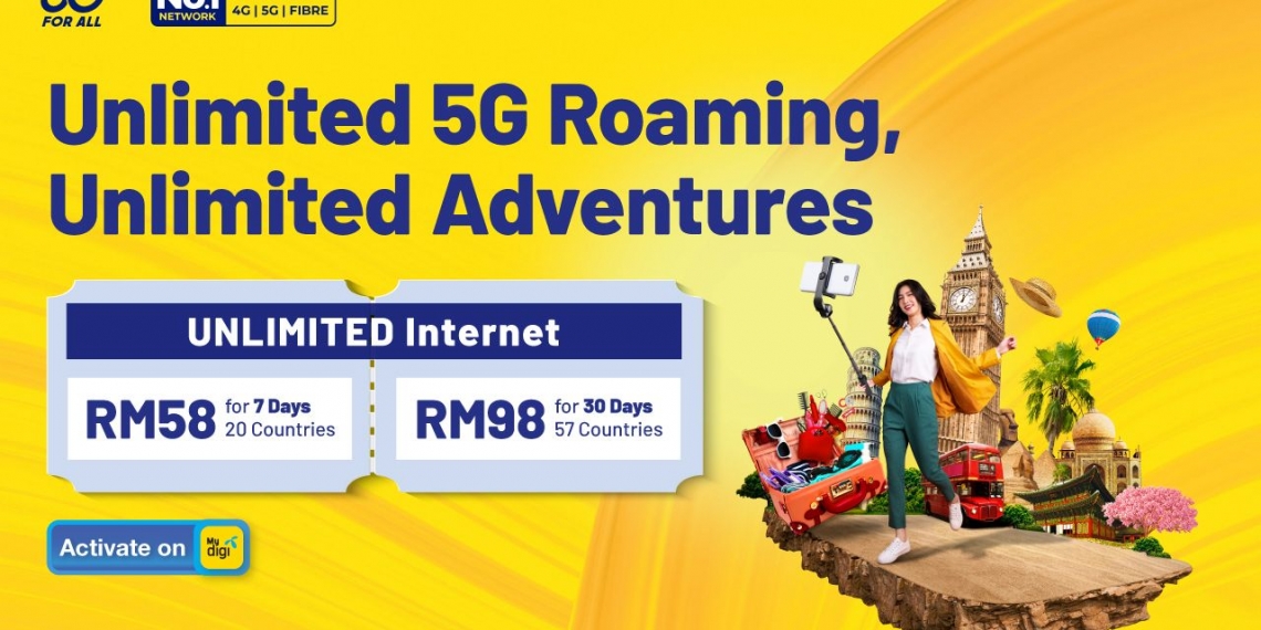 Digi offers 30 days unlimited 5G roaming for RM98, new Roam Like Home now covers 70 countries ...