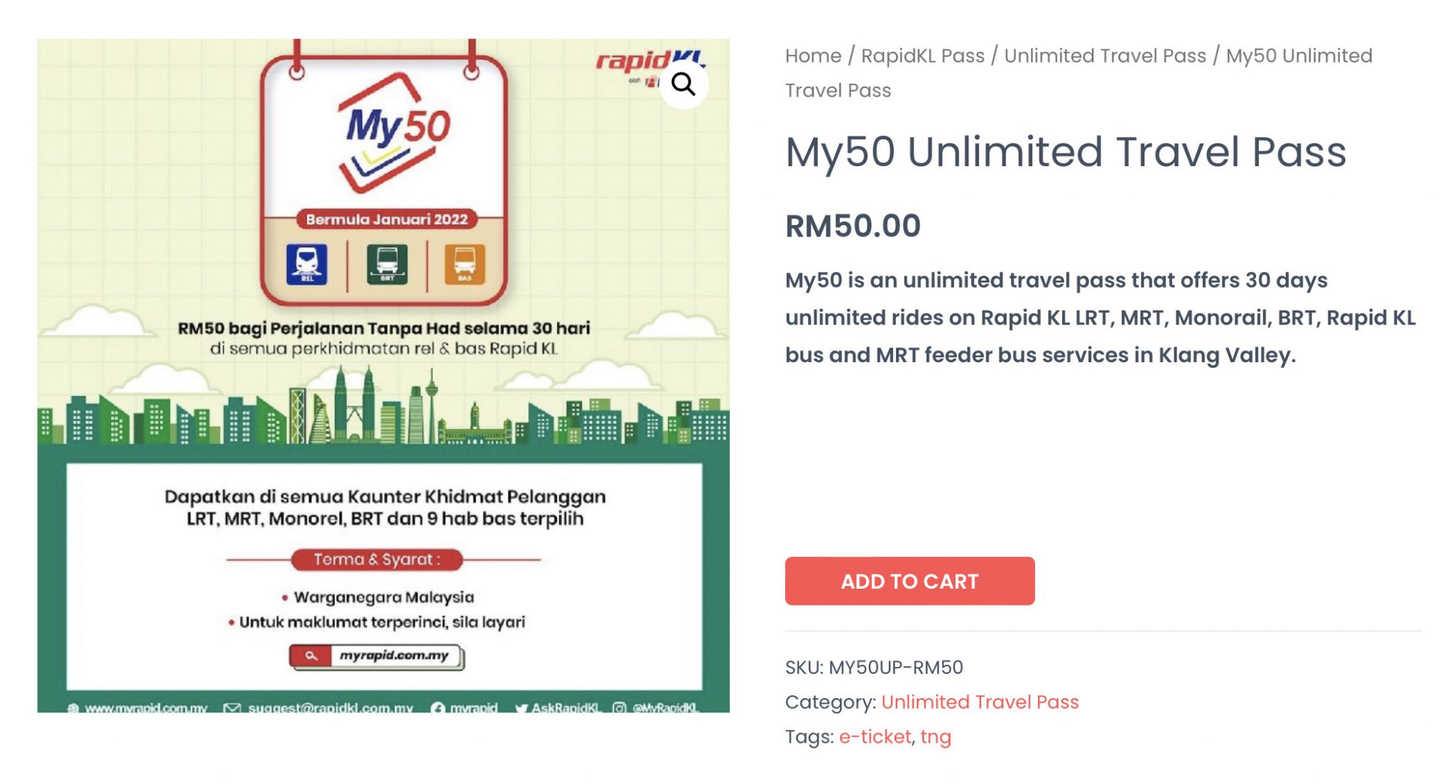 RapidKL's My50, MyCity passes now available online, but...