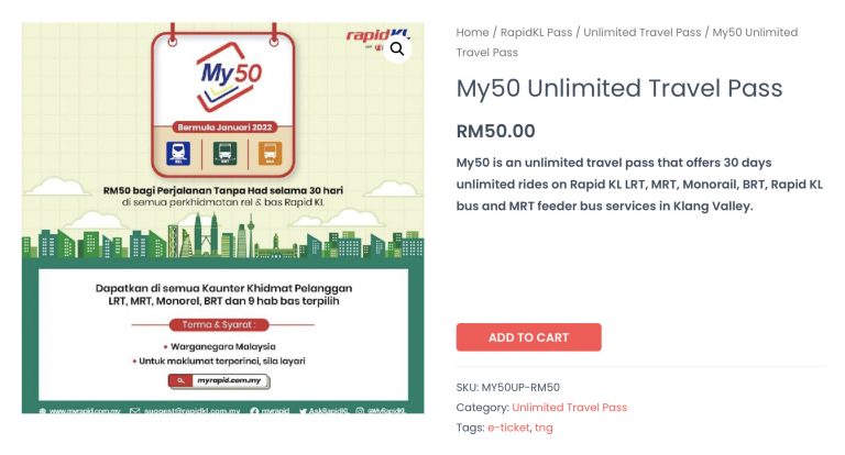 RapidKL's My50, MyCity passes now available online, but...