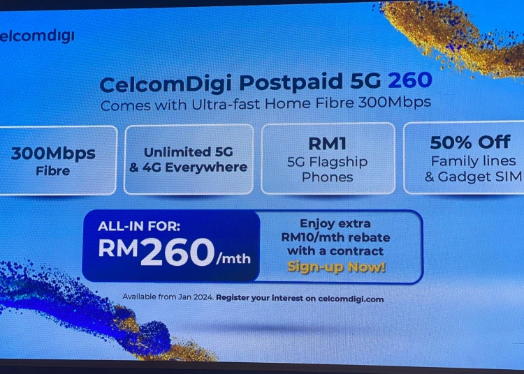 CelcomDigi Postpaid 5G 260: Unlimited 5G and 300Mbps fibre