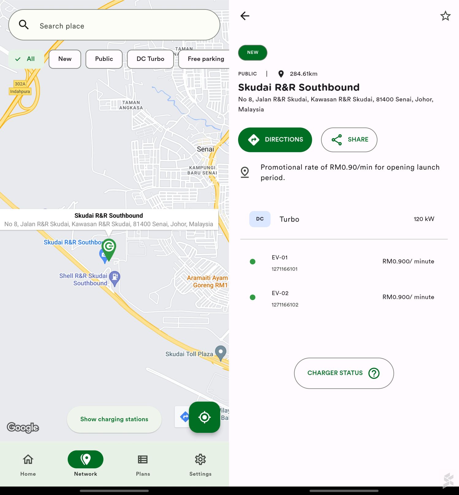 Charge+ deploys 120kW DC Charger at Skudai R&R, RM0.90/min