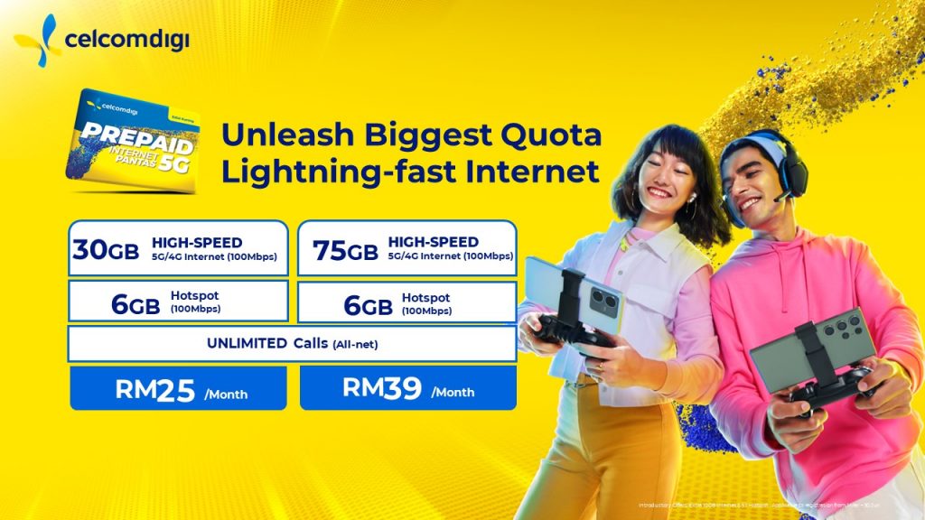 New CelcomDigi Prepaid 5G: Unlimited ‘Biru’ or High-speed ‘Kuning’ from RM25/month - SoyaCincau