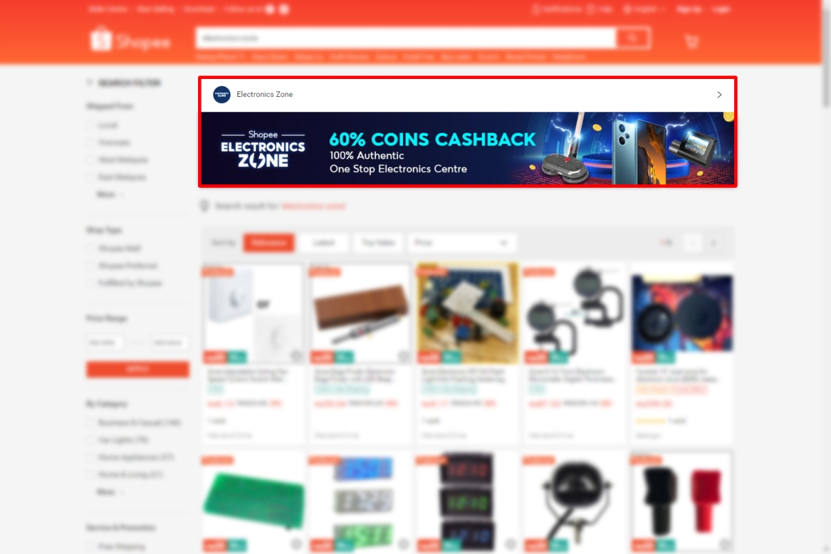 Shopee Electronics Zone offers discounts and 0% instalments