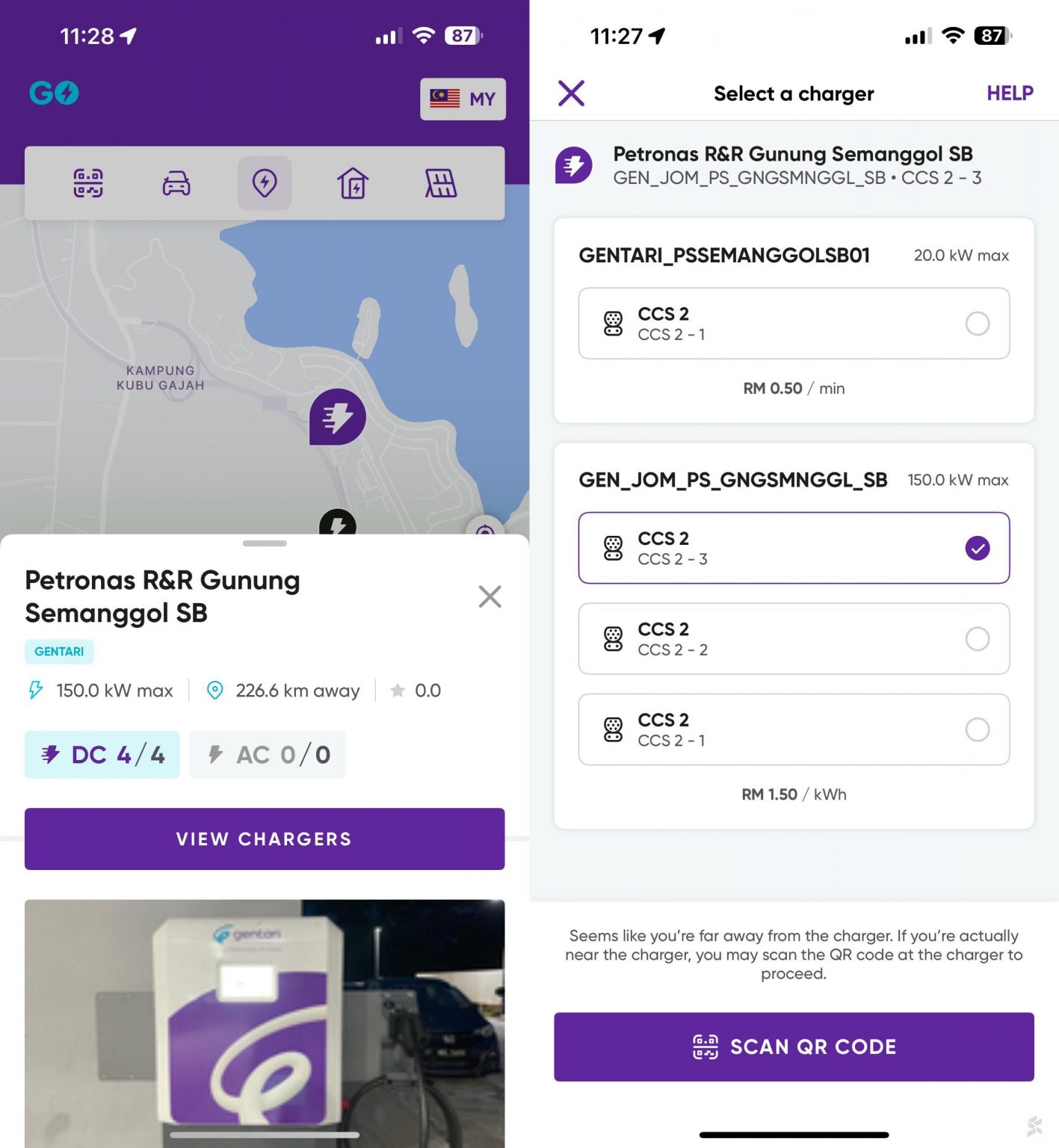 Gentari 150kW DC Charger at Petronas Gunung Semanggol SB R&R