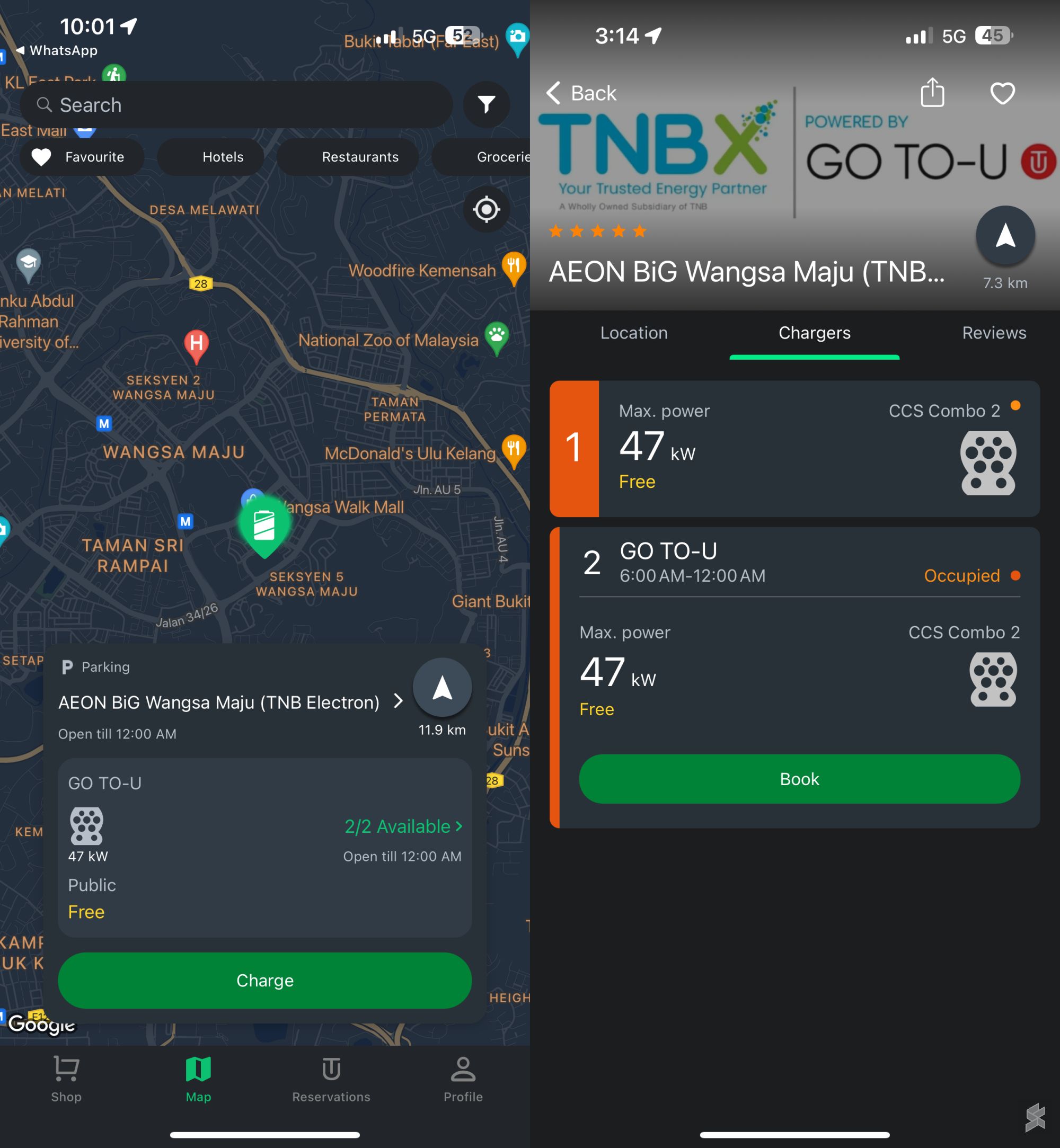 TNB Electron's 47kW DC charger at Aeon Big Wangsa Maju