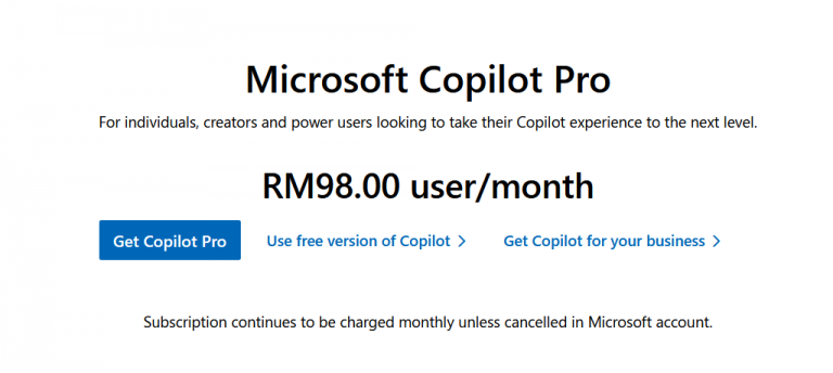 Microsoft Copilot Pro is now available in Malaysia from RM98 monthly - SoyaCincau