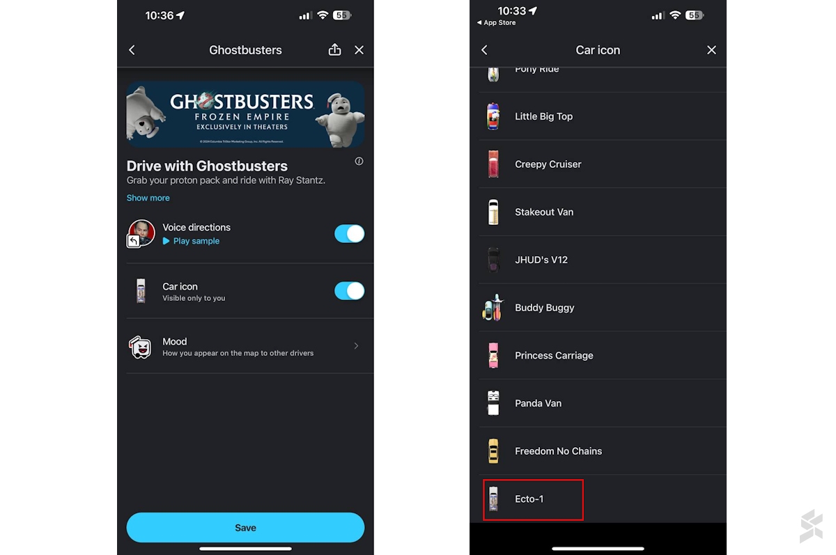 Ecto-1 is back on Waze for Ghostbusters: Frozen Empire's release