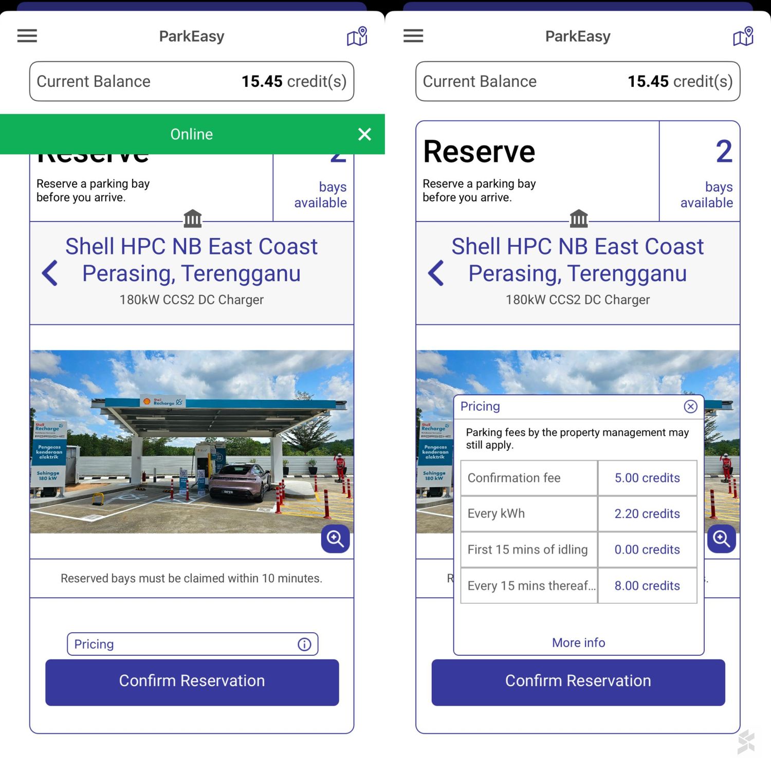 Shell Recharge 180kW DC Charger at Shell Perasing R&R