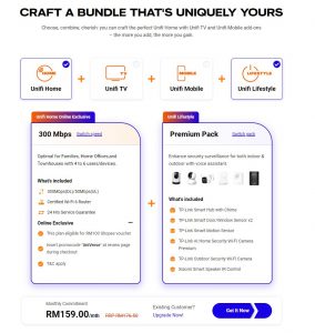 Unifi: 300Mbps fibre & Security Home Kit for RM159/month