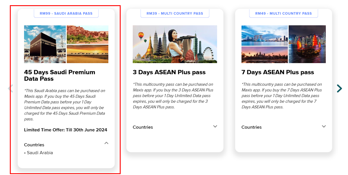 Maxis Saudi Premium Data Pass: 45 days of unlimited data for RM99